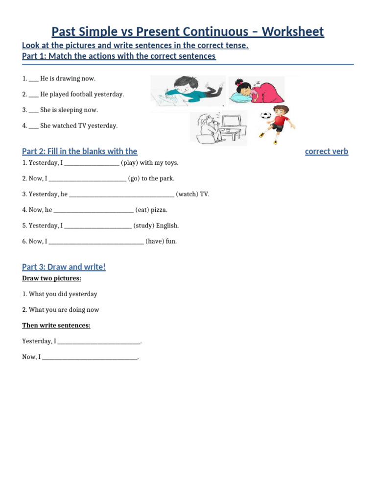 Past Simple Vs Present Continuous Worksheet | PDF
