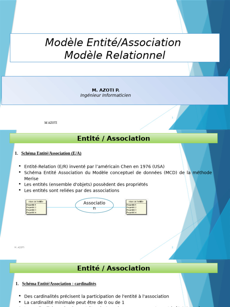 Modèle Entité-Association en Bases de Données | PDF | Bases de données ...