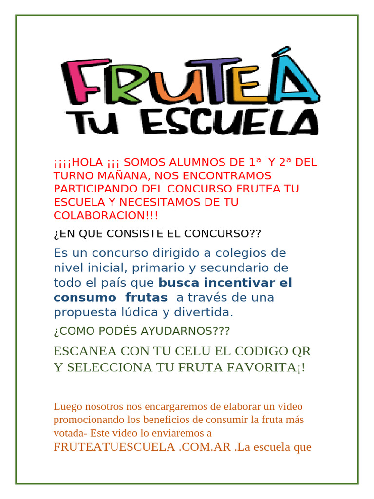 Frutea Tu Escuela | PDF