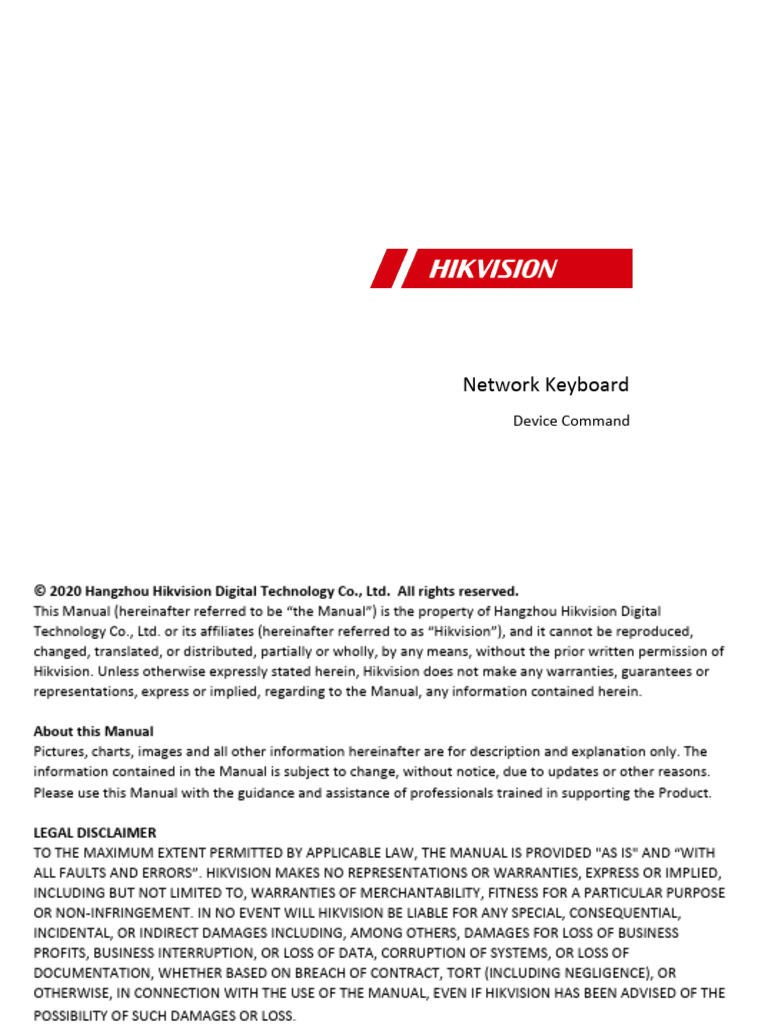 Hikvision Network Keyboard Device Command Baseline 20200902 | PDF ...