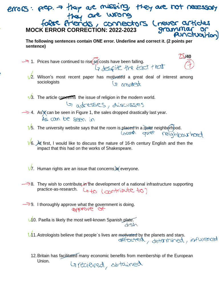 STUDENT Error Correction | PDF