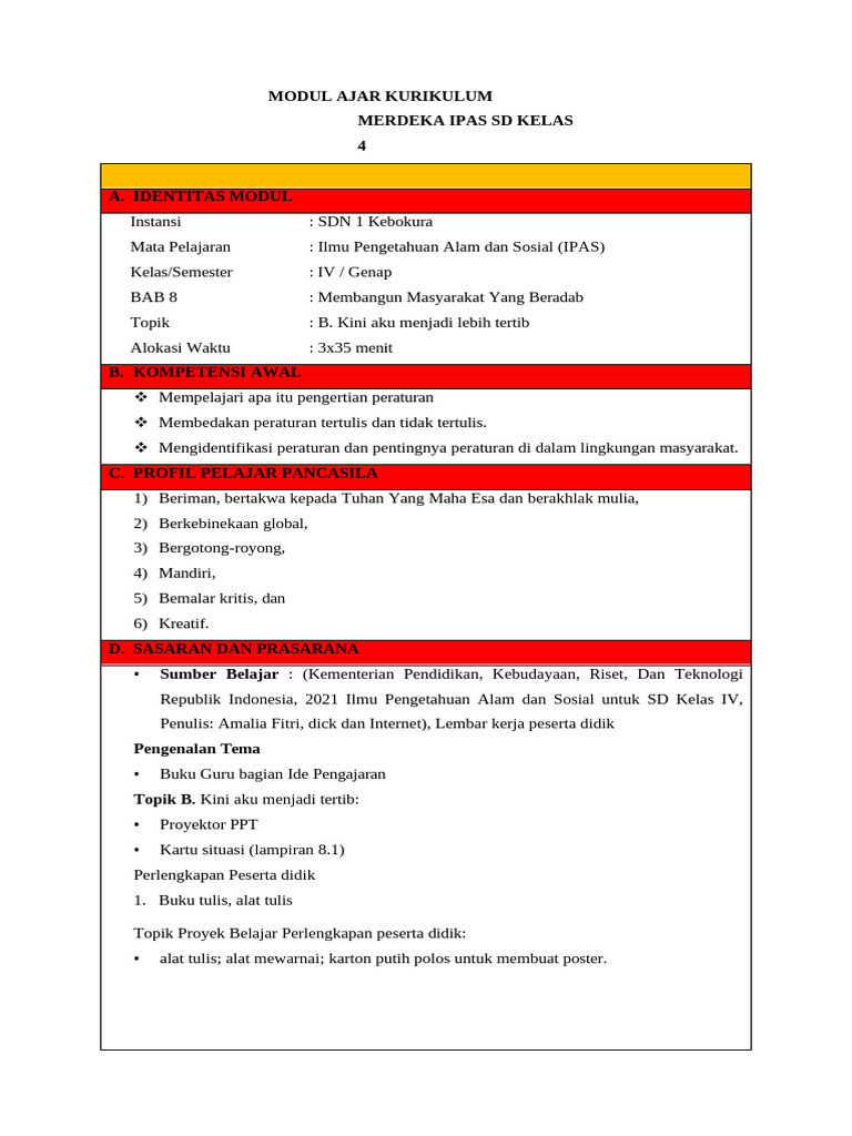 Ilide - Info Modul Ajar Kurikulum Merdeka Ipas Kelas 4 PR | PDF