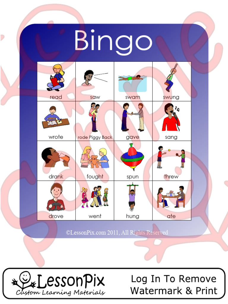 Regular+Past+Tense+Verbs+Bingo-material_1617606 | PDF