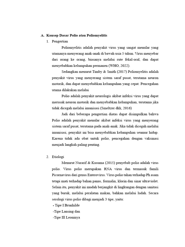 Konsep Dasar Polio Atau Poliomyelitis | PDF