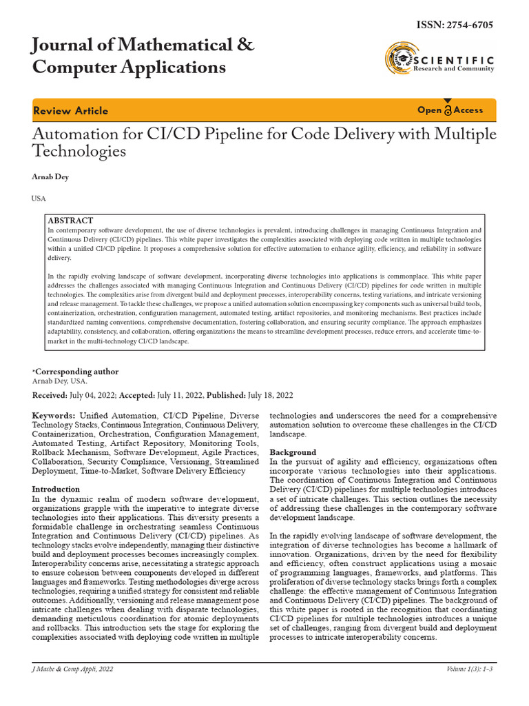 Automation For Cicd Pipeline For Code Delivery With Multiple Technologies | PDF | Automation ...