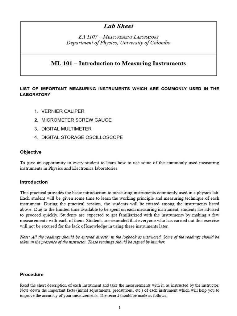 Introduction to Measuring Instruments | PDF | Power Supply | Electrical ...