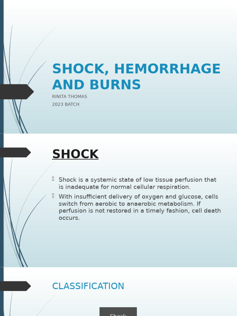 Shock, Hemorrhage and Burns | PDF | Shock (Circulatory) | Bleeding