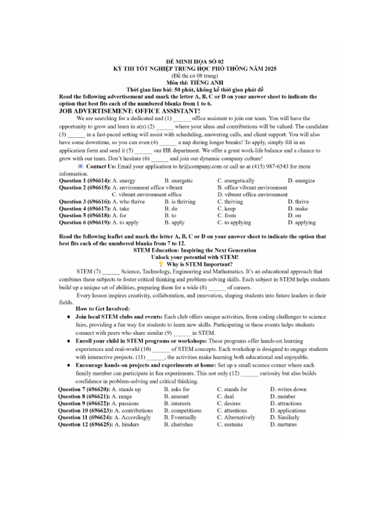 Tn Thpt 2025 - Đề 2 - Hs | PDF