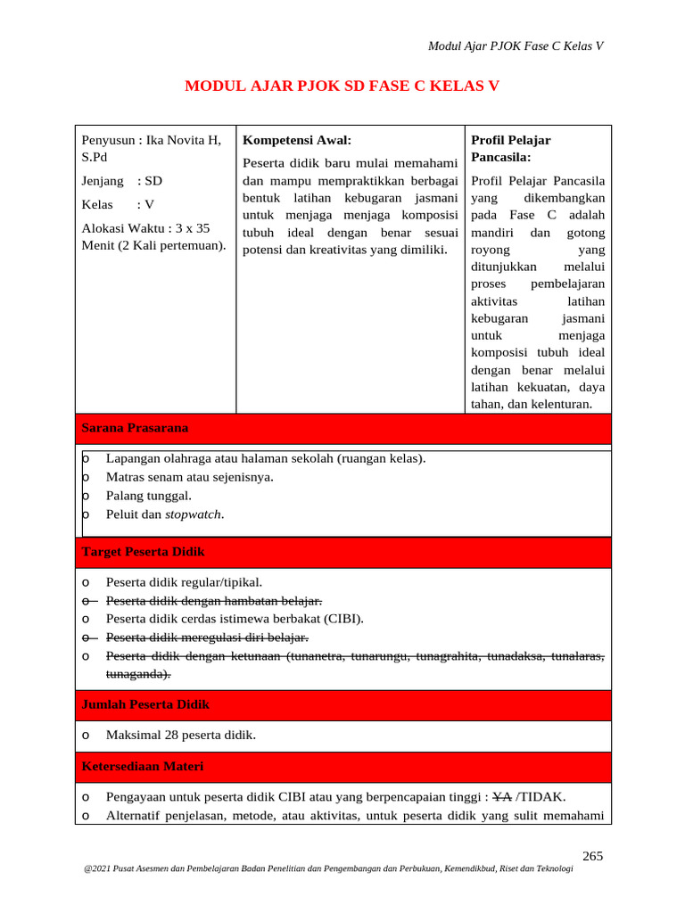 12 Modul Ajar Aktivitas Kebugaran Jasmani | PDF
