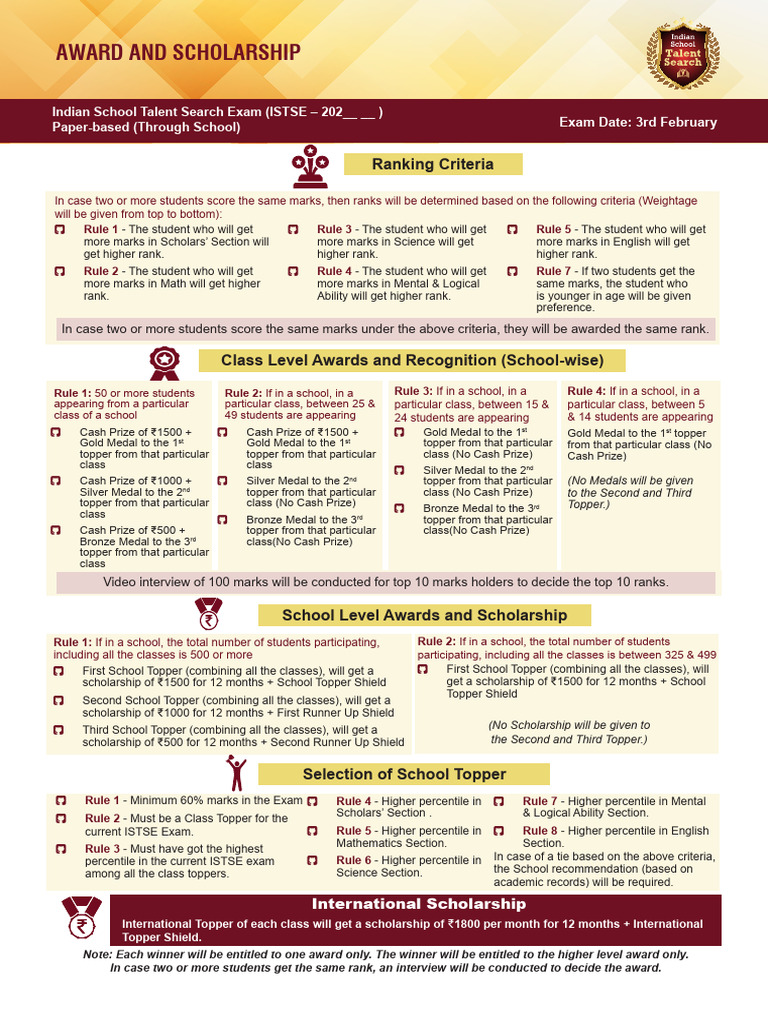 Award and Scholarship ISTSE | PDF