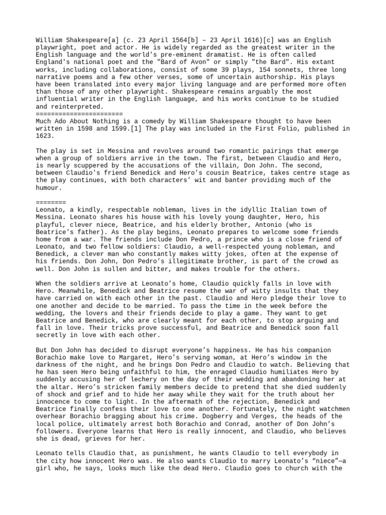 Litt Much a Do About Nothing | PDF | Much Ado About Nothing