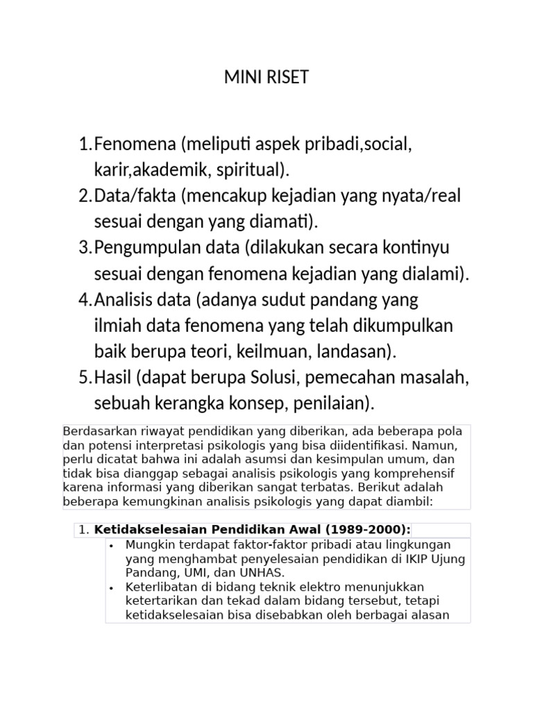 Pokok Bahasan Mini Riset | PDF