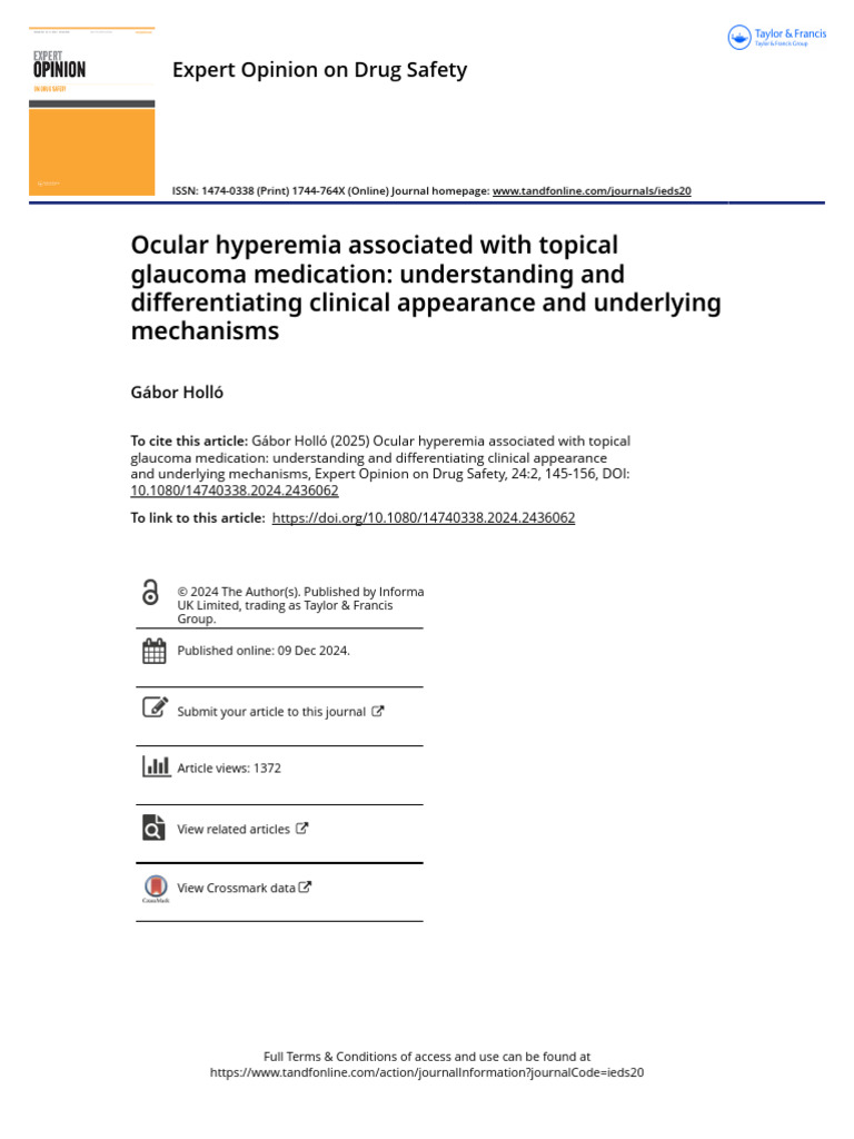 Ocular Hyperemia Associated With Topical Glaucoma Medication ...