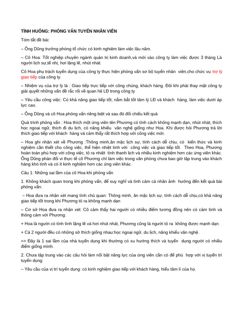 TÌNH HUỐNG QTNL | PDF