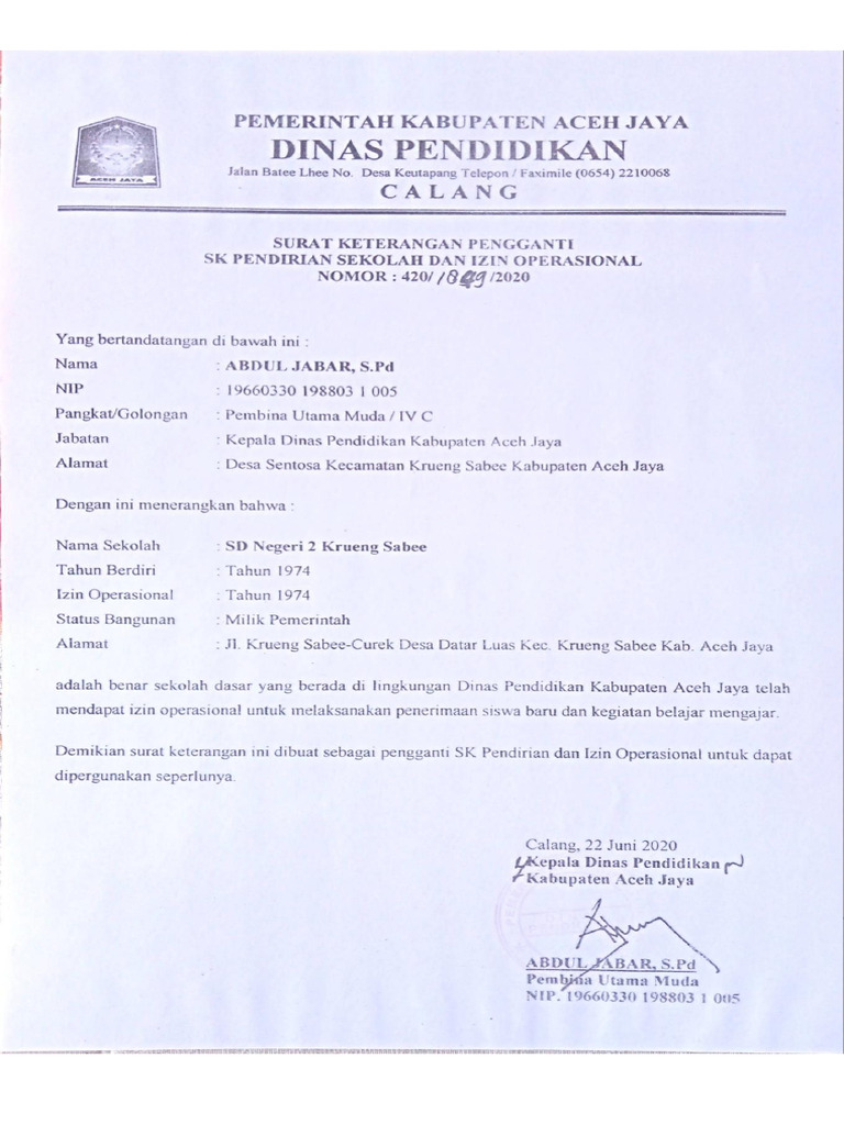 SK Pendirian Sekolah | PDF