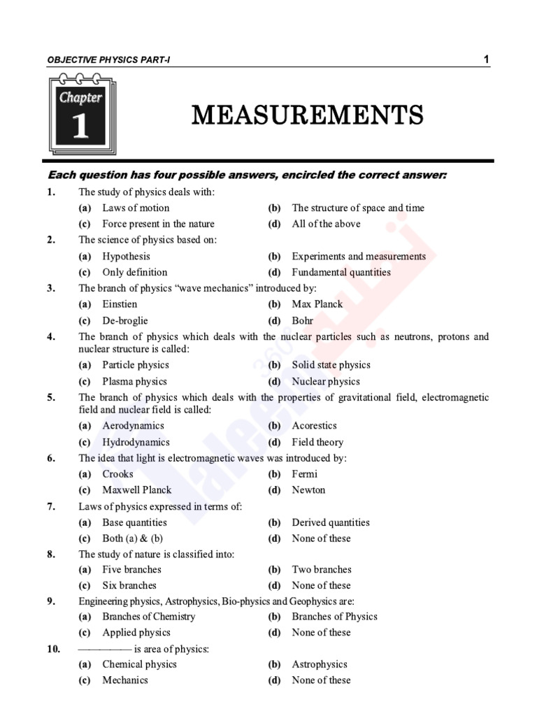 1st Year Physics Full Book (MCQs) 2 | PDF
