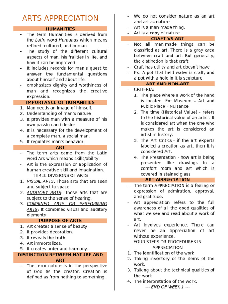 Arts Appreciation Prelim Handouts | PDF | Cognition | Cognitive Science