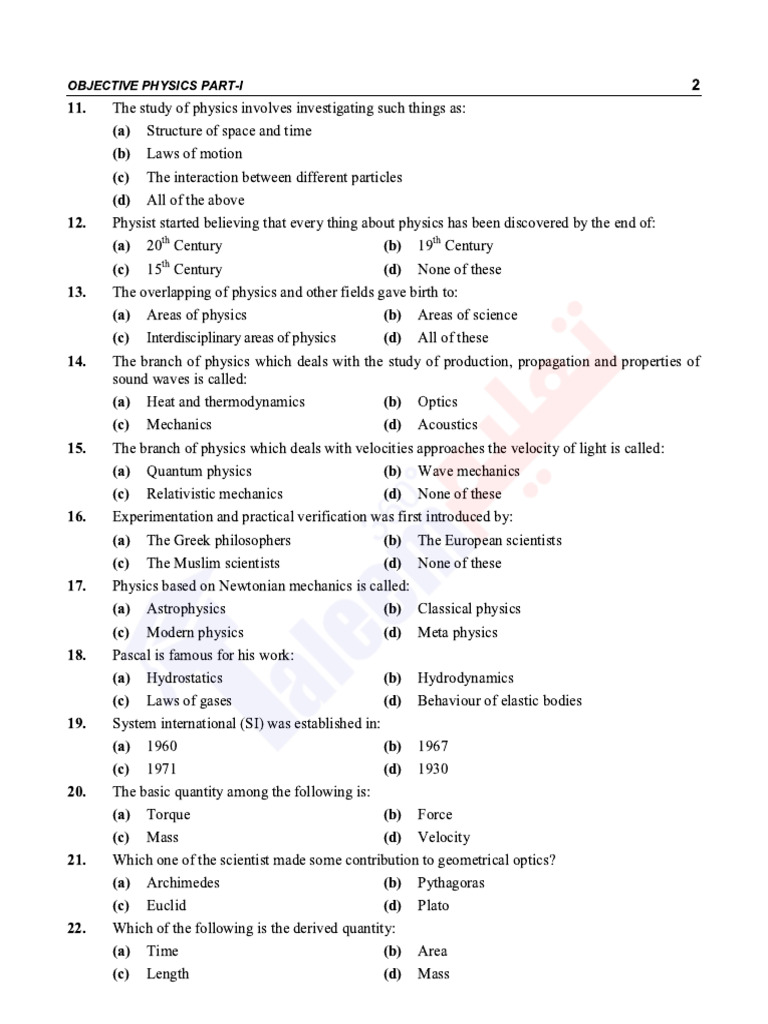 1st Year Physics Full Book (MCQS) 3 | PDF
