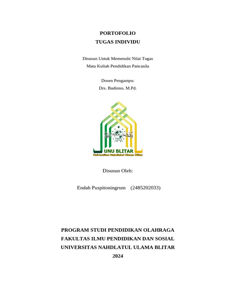 Sampul Portofolio Tugas PKN | PDF