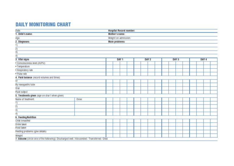 Daily Child Health Monitoring Chart | PDF