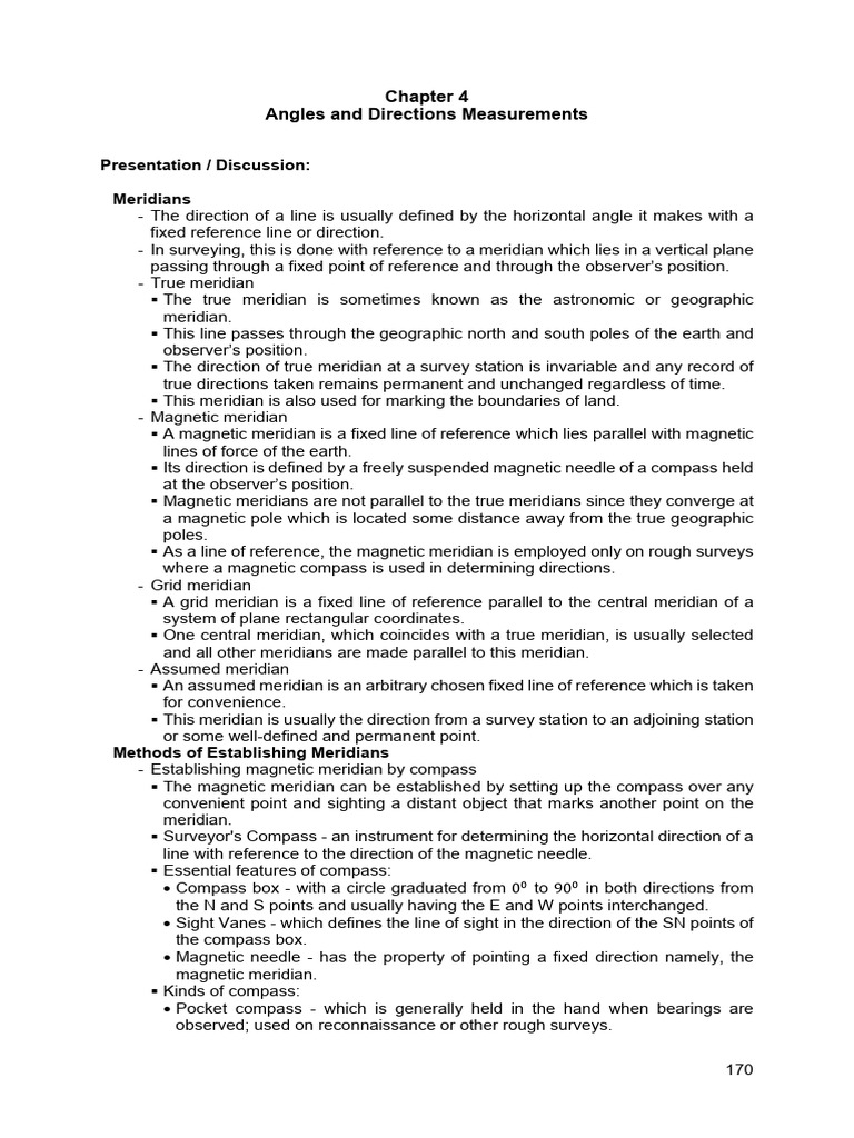 Chapter-4-Angles-and-Directions-Measurements | PDF | Compass | Surveying