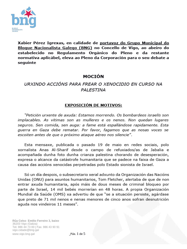 20250521_Moción BNG - Pleno Maio | PDF