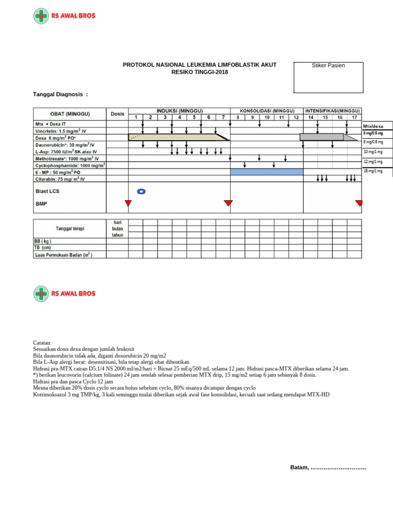 Protokol Kemoterapi LLA Risiko Tinggi | PDF