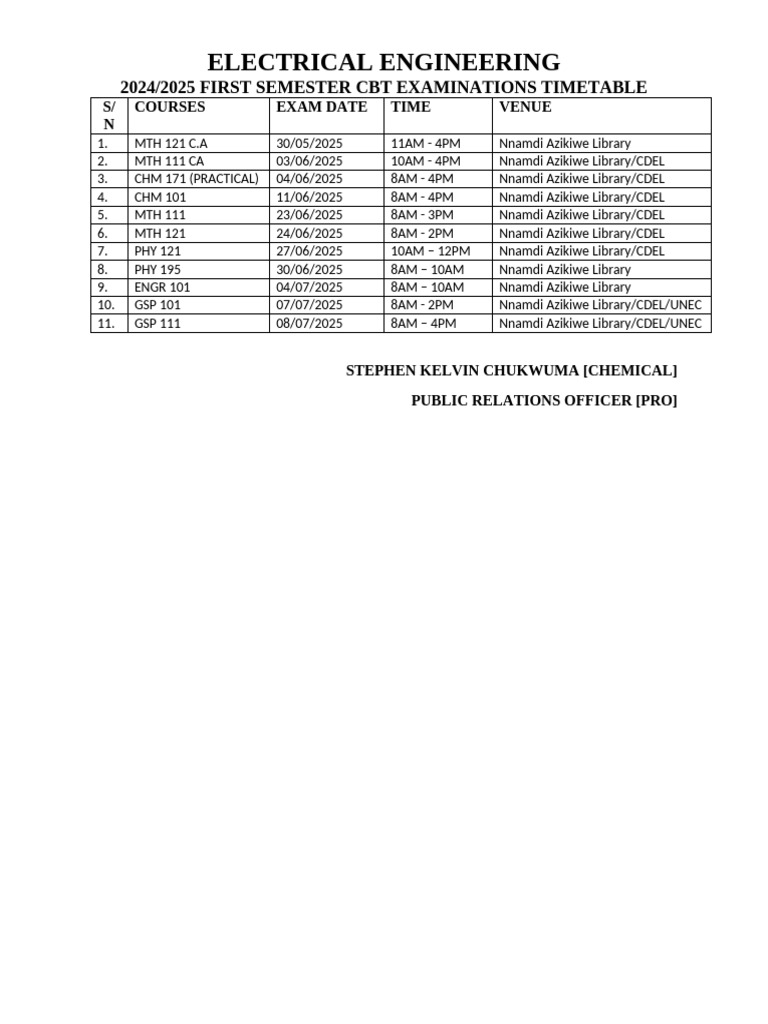 Electrical Engineering First Semesterexam | PDF