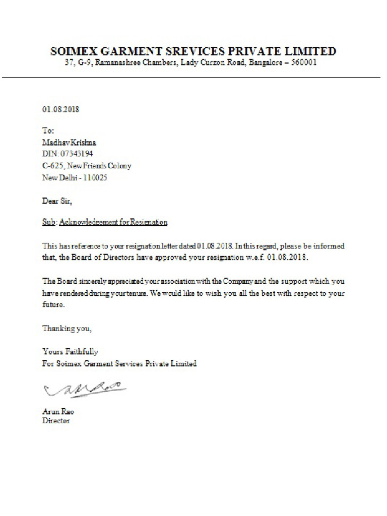 Acknowledgement Received From Company-20112018 | PDF