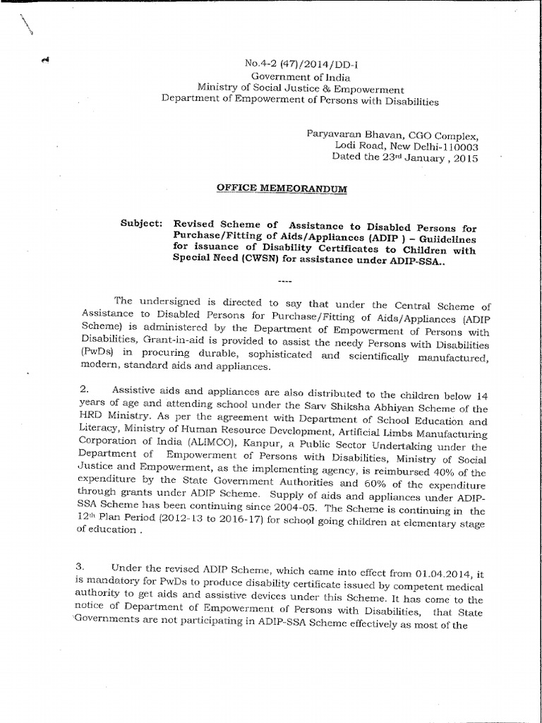 Guidelines For Issuing Disability Certificate | PDF