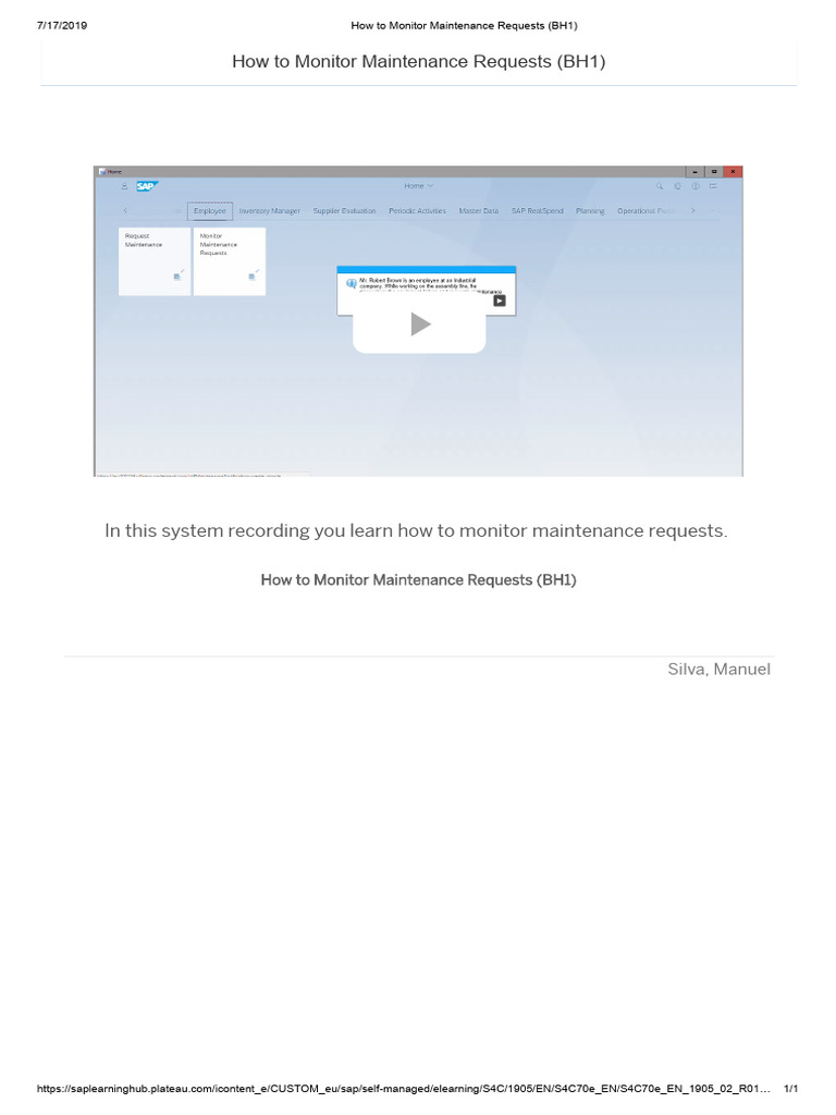 How To Monitor Maintenance Requests (BH1) | PDF