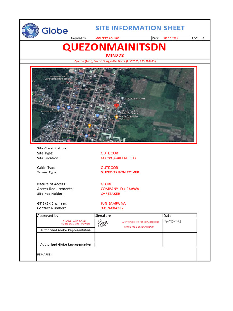 TSSR Min778 Quezonmainitsdn Outdoor V1 | PDF | Electricity | Equipment