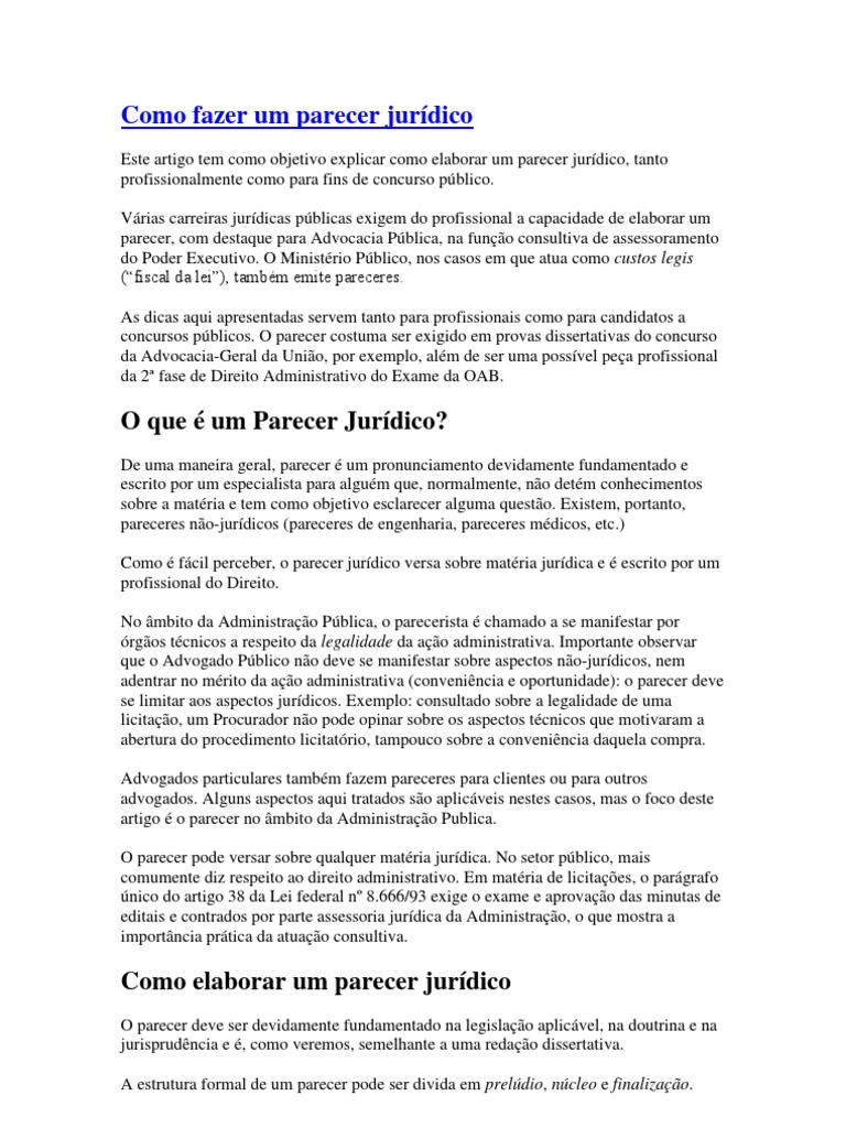 Como Fazer Um Parecer Jurídico | PDF | Advogado | Justiça