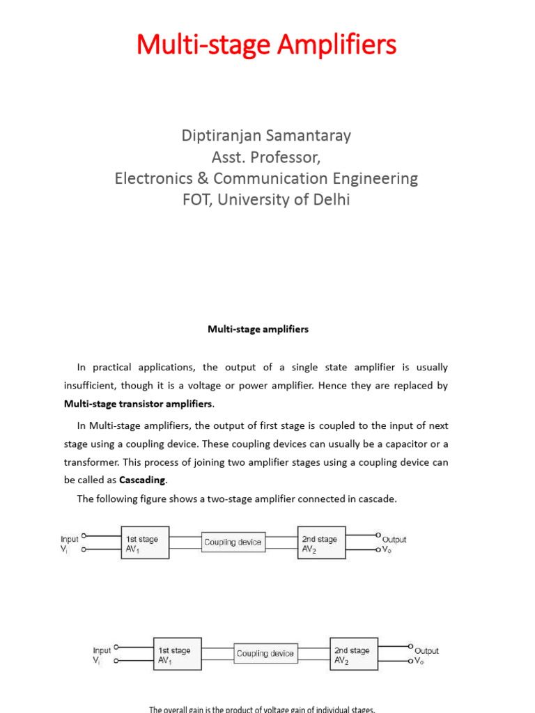 FOT - EEE Unit-IV - Multistage | PDF | Bipolar Junction Transistor | Amplifier