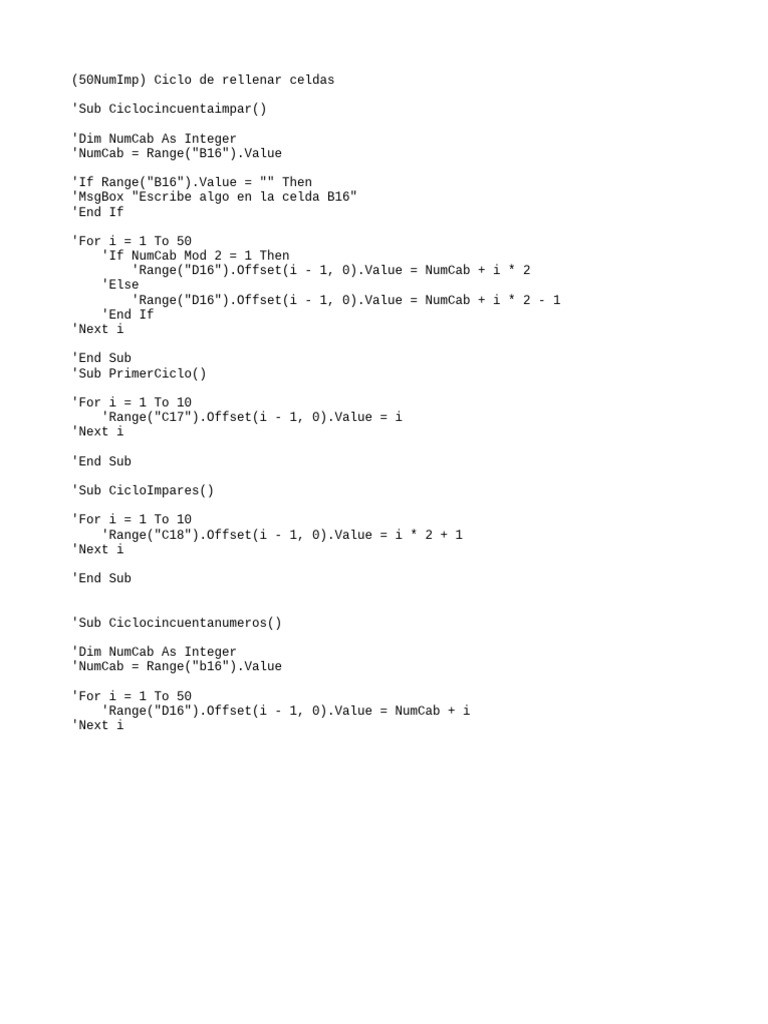 (50NumImp) Ciclo de Rellenar Celdas | PDF