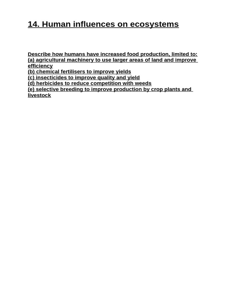 18 Human Influences On Ecosystems | PDF | Agriculture | Habitat Destruction