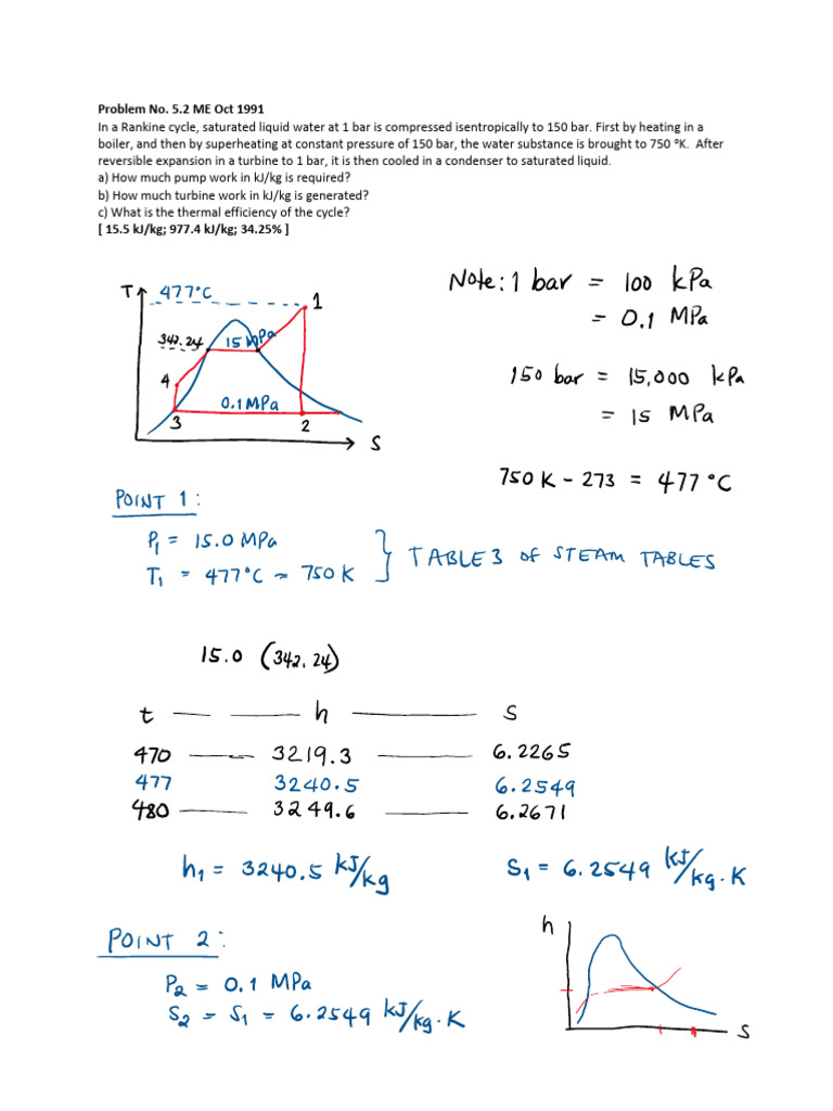 Example For Rankine Cycle | PDF