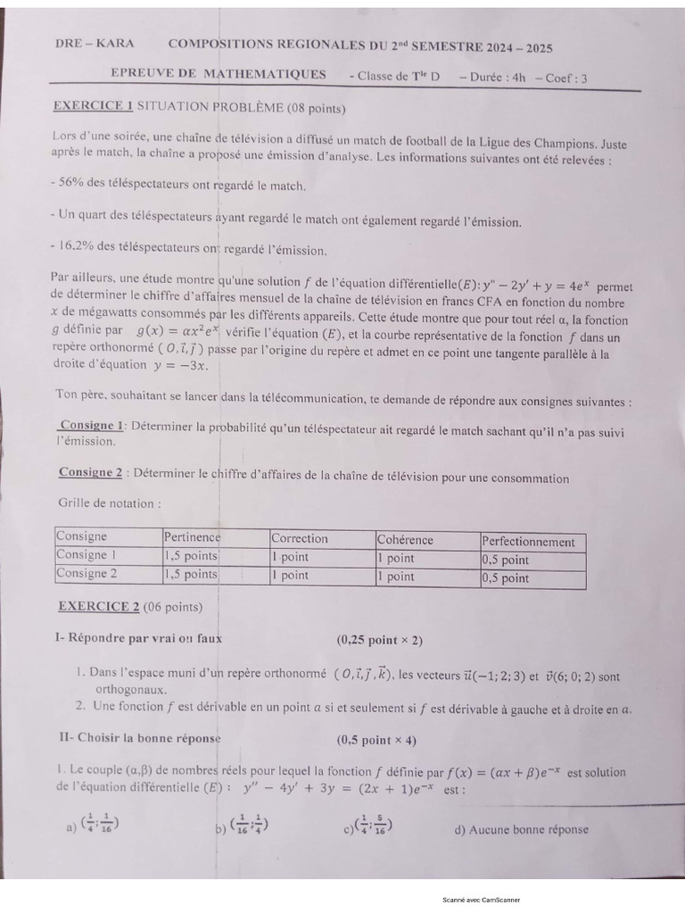 CRDS Kara - 2025 Maths TD | PDF
