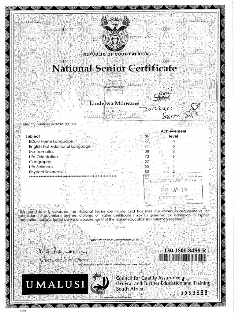 Lindelwa Matric | PDF