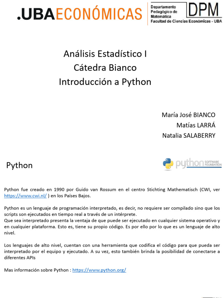 Introducción a Python (2) | PDF