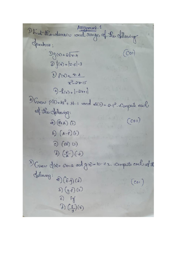 24mat110 - Assignment 1 | PDF