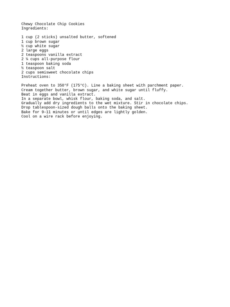 Chewy Chocolate Chip Cookies | PDF