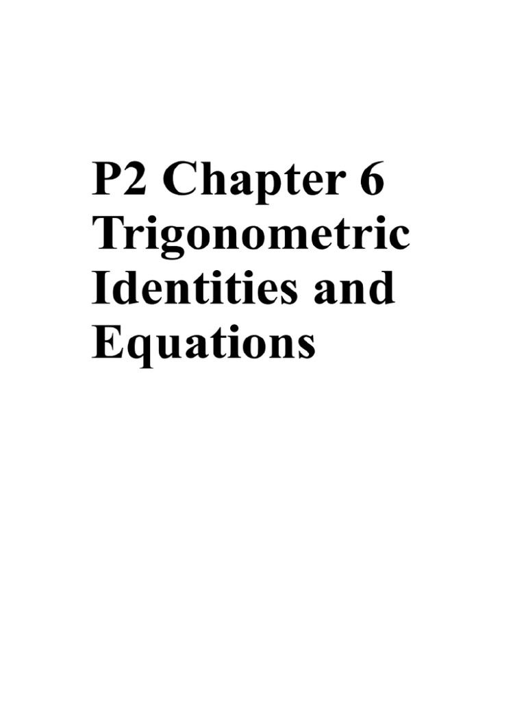 Trigonometric Identities and Equations | PDF