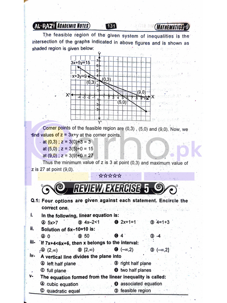 9th Maths Unit 5 Review Exercise | PDF