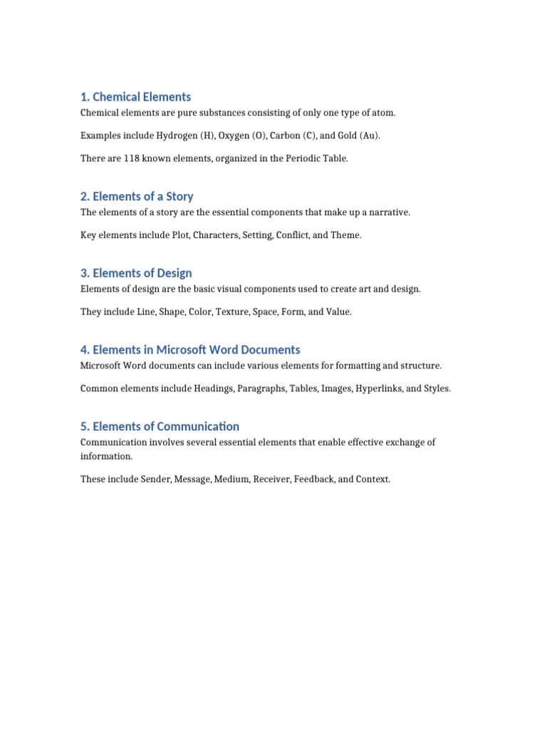 Types of Chemical Elements | PDF