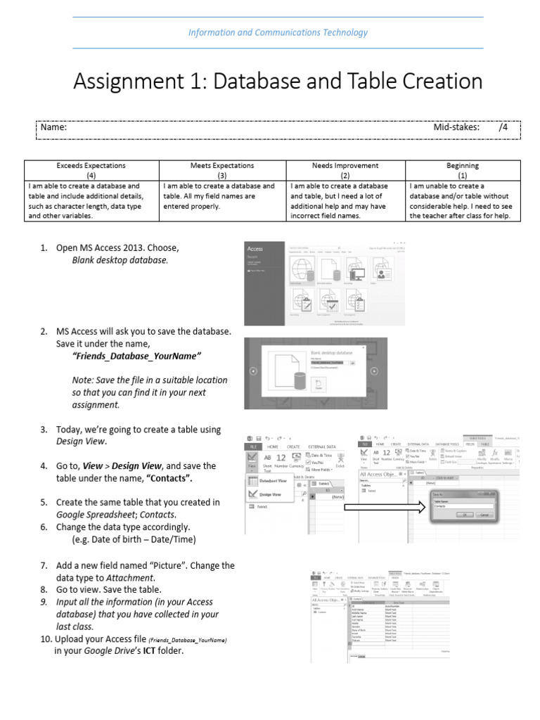 Database Assignment 1 - 2 - Table Creation and Drop Down List - Document | PDF | Databases ...