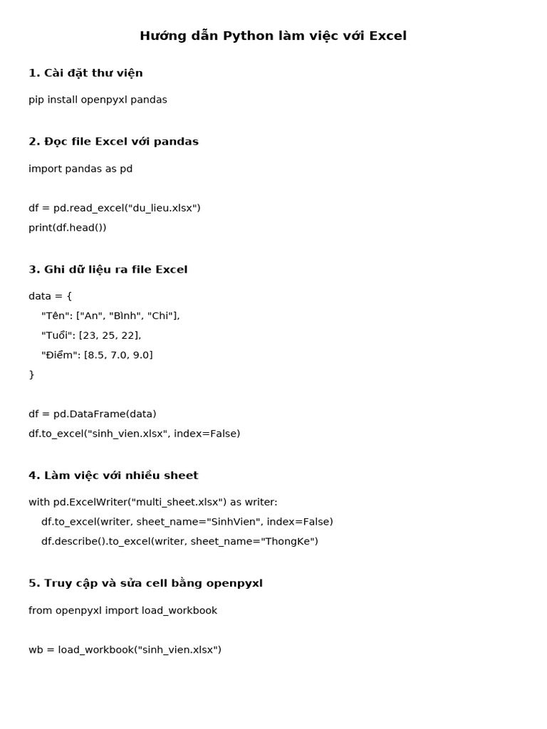 Huong Dan Python Excel | PDF