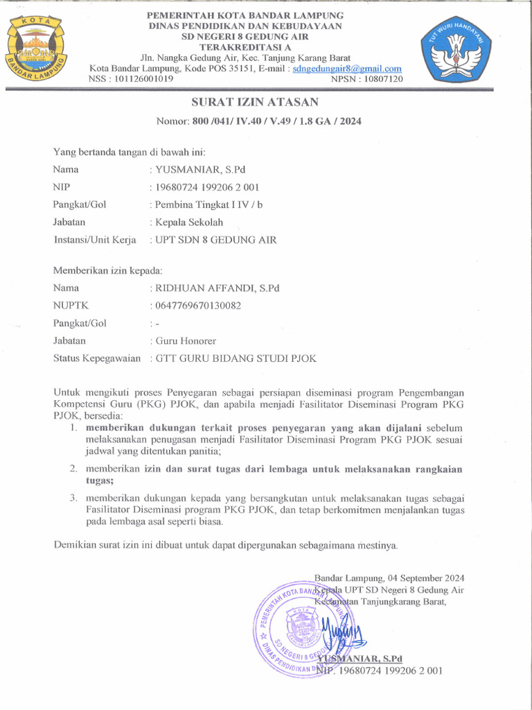 Surat Izin Atasan | PDF