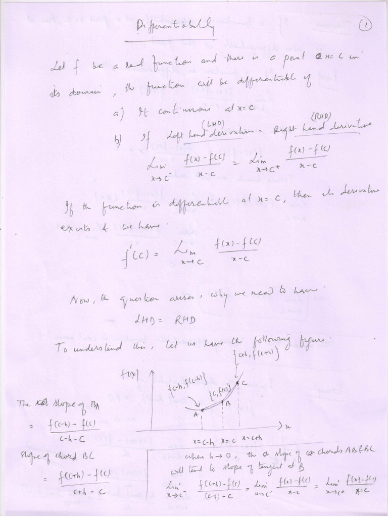 Differentiability Notes | PDF