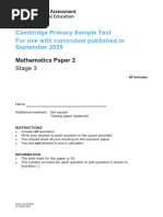 Grade 3 Cambridge Math Past Paper | PDF